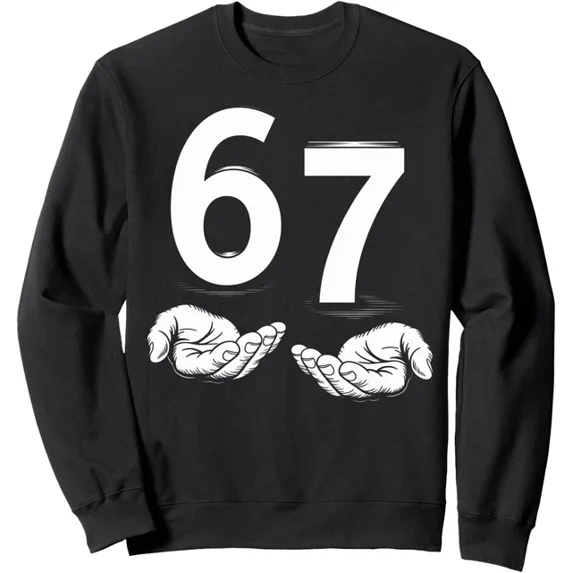 Arvy Six Seven 6 7 Gen Alpha Slang 6 7 Hands Unisex Crewneck Sweatshirt ...