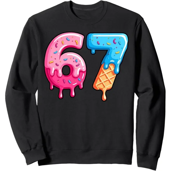 Arvy Six Seven Ice Cream Drip Cool 67 Number Unisex Crewneck Sweatshirt ...