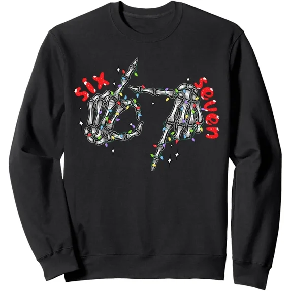 Arvy Six Seven Skeleton Hands XmaS Ligths Unisex Crewneck Sweatshirt ...