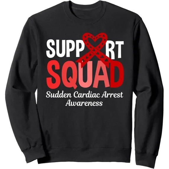 Arvy Support Squad Sudden Cardiac Arrest Red Ribbon Unisex Crewneck ...