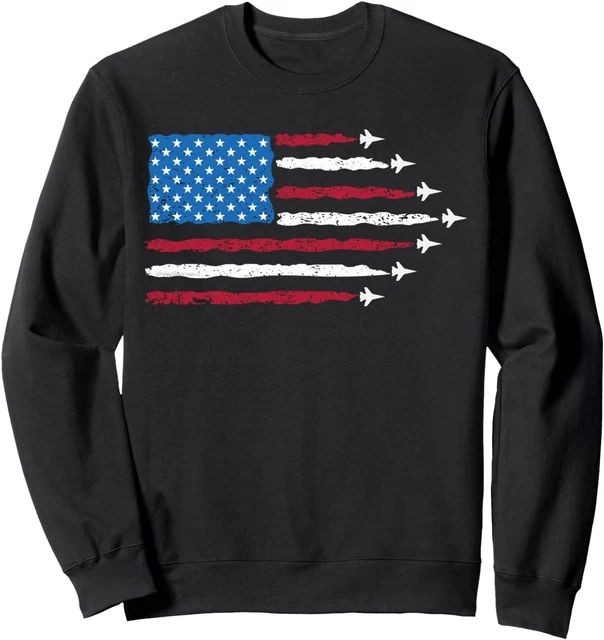 Arvy Usa Flag Fighter Jets Red White Blue Unisex Crewneck Sweatshirt ...