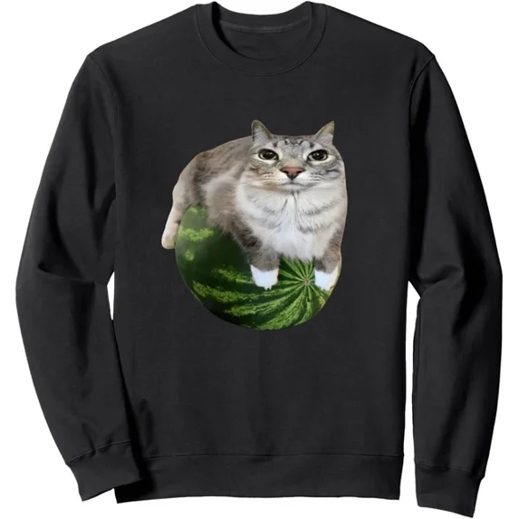 Arvy Watermelon Cat Cat Unisex Crewneck Sweatshirt - Walmart.com