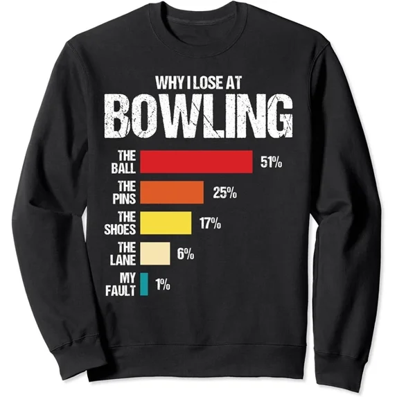 Arvy Why I Lose At Bowling Joke Saying Theme Unisex Crewneck Sweatshirt ...
