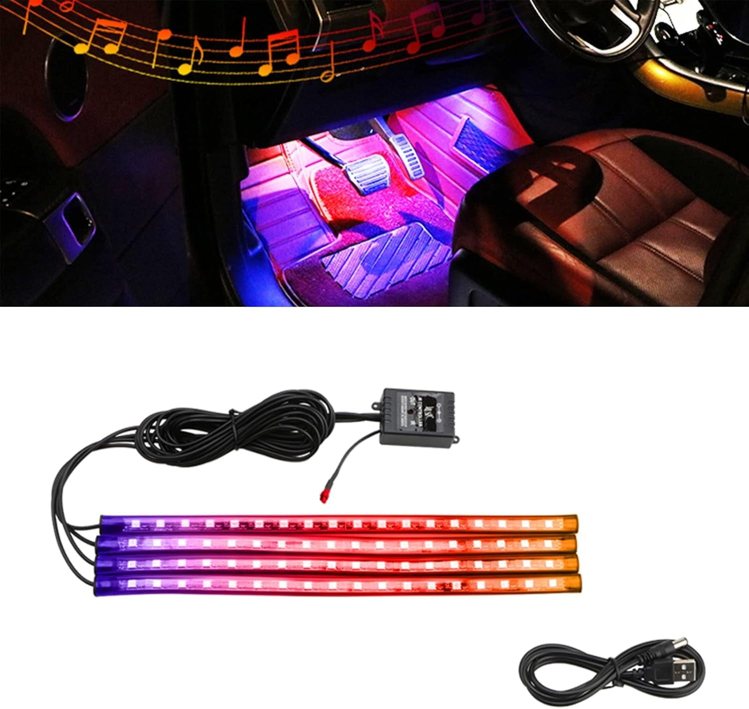 Arwrilt Car Interior Lights, IFF17 RGB Footwell Lighting APP Control 72 ...
