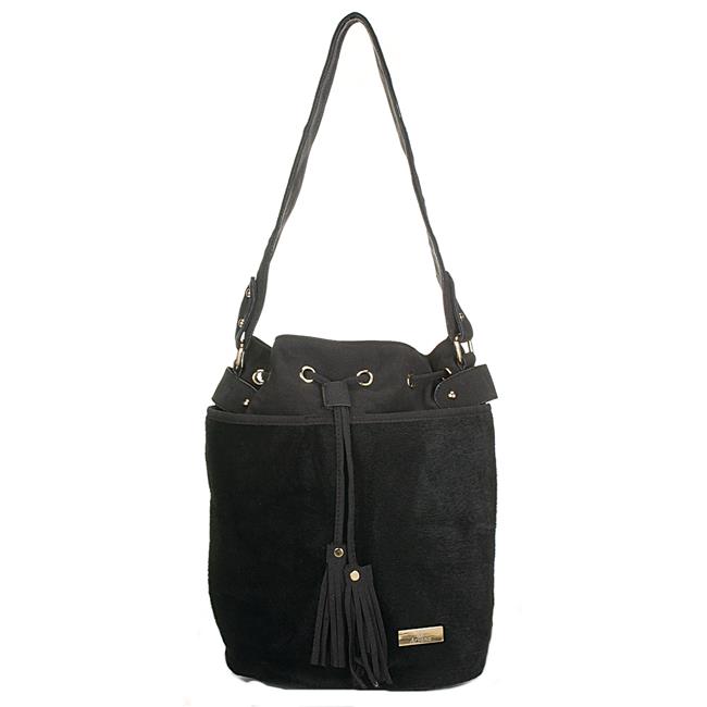 Aryana Chic Black Drawstring Bucket Style Zip Closure Womens Handbag ...