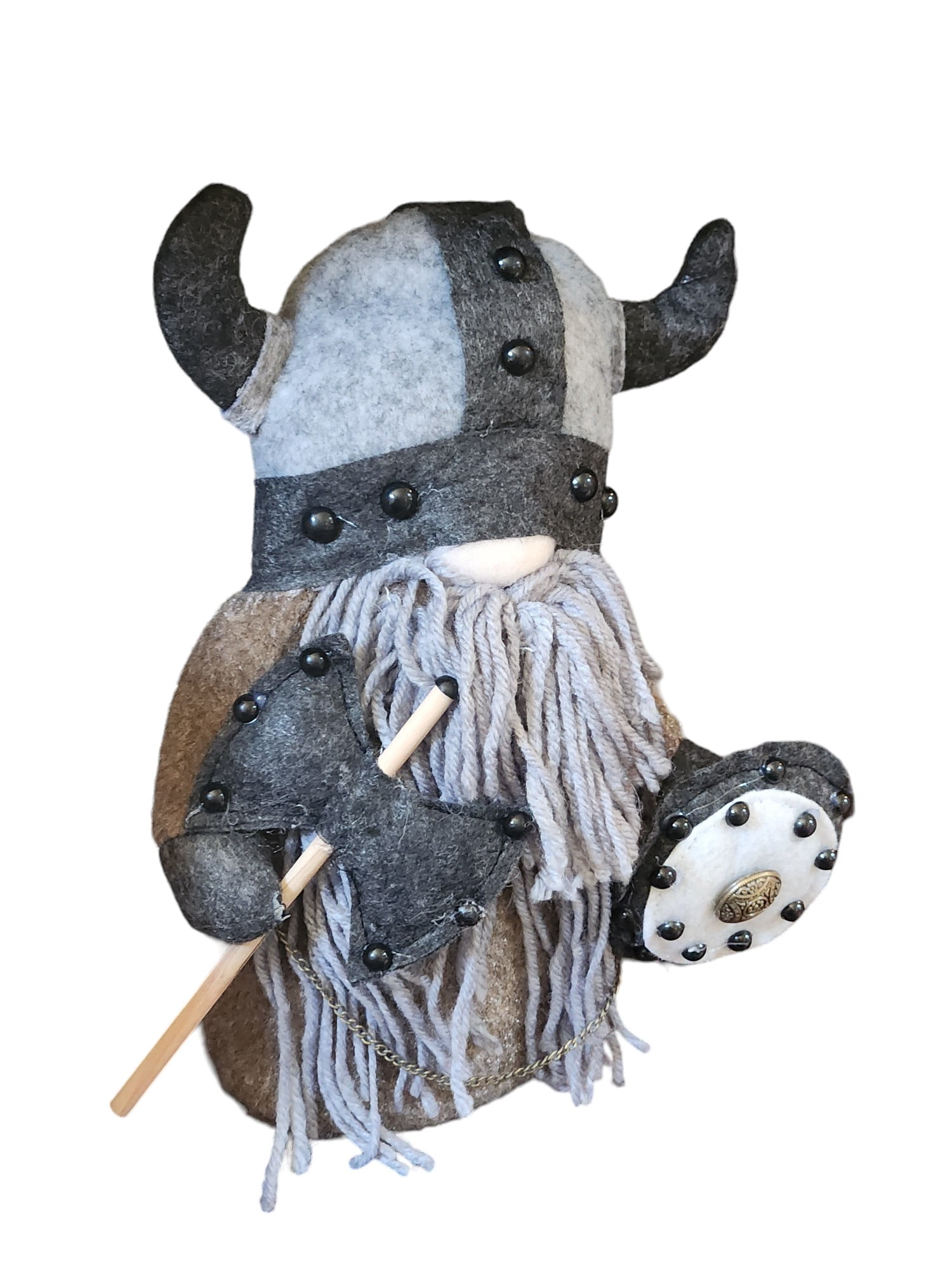 Aryellys Viking Handmade Gnome 10.5" Felt Plush Brown with Wood and ...