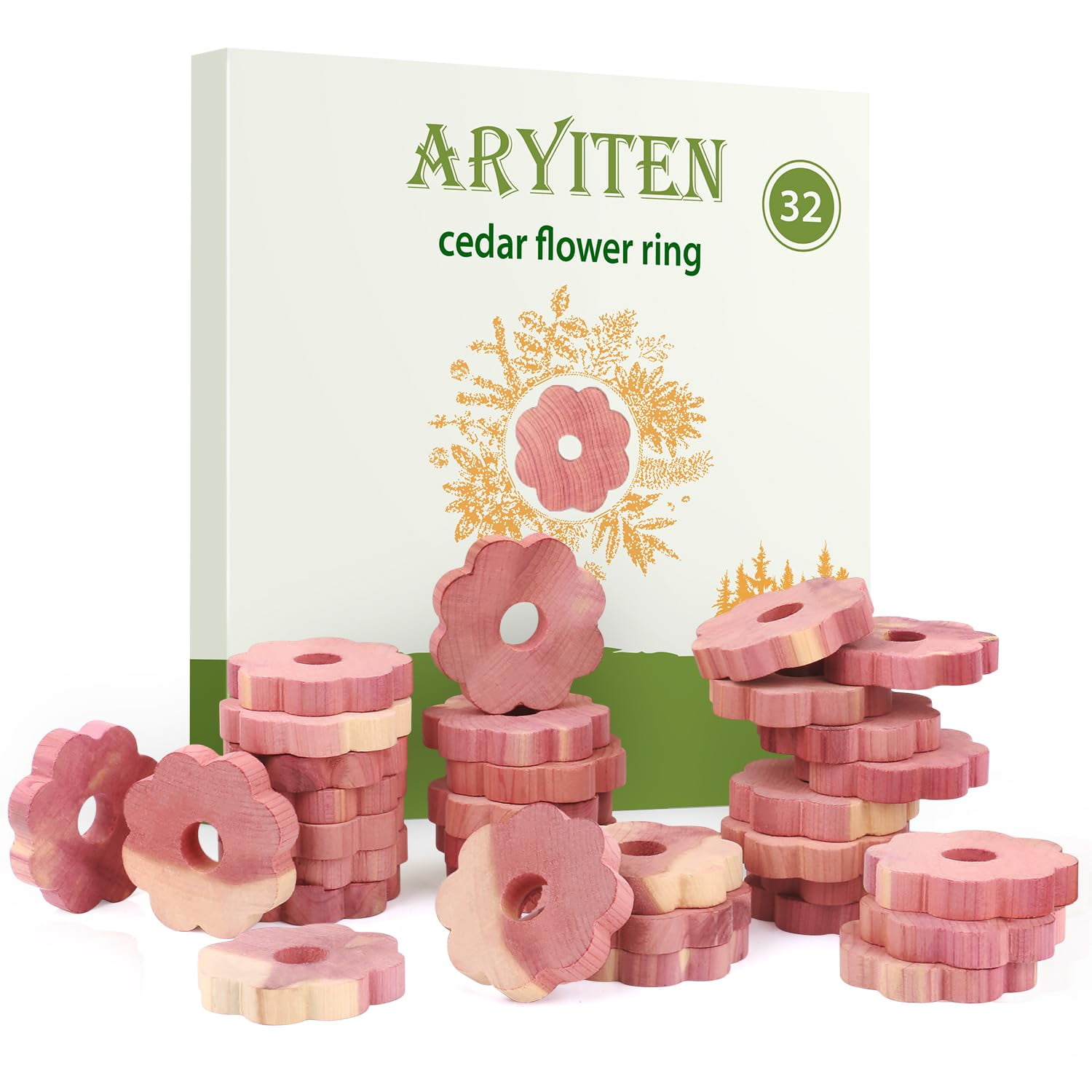 Aryiten Cedar Blocks for Clothes Storage, 32 Pack Cedar Rings, Aromatic ...