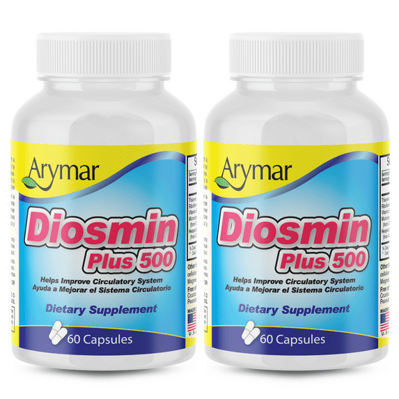 Arymar Diosmin Plus, 500 mg with 200 mg Hesperidin & B-Complex - 60 Capsules (2-Pack) - Walmart.com