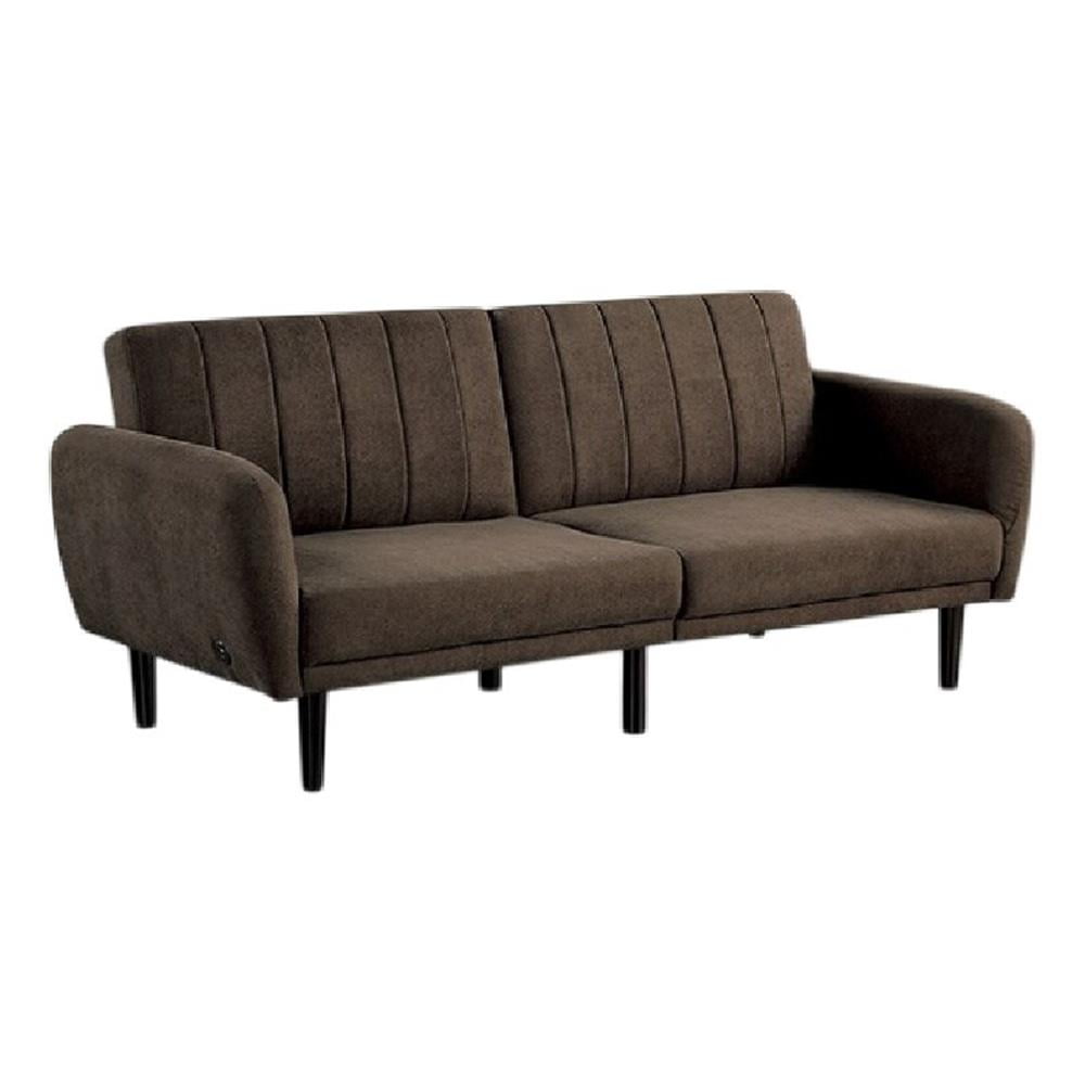 Arz Fold Out Futon Sofa Bed- Dark Brown- Retro Channel Tufted Back ...
