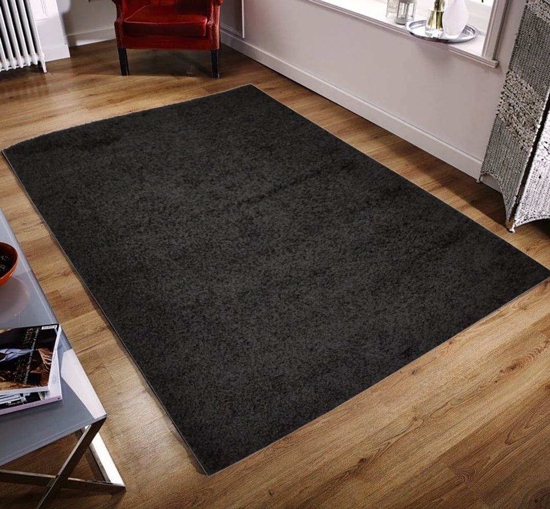 Arzezum Design Rectengular Shag Area Rug, 5x7 Solid Color Low Pile Shag ...