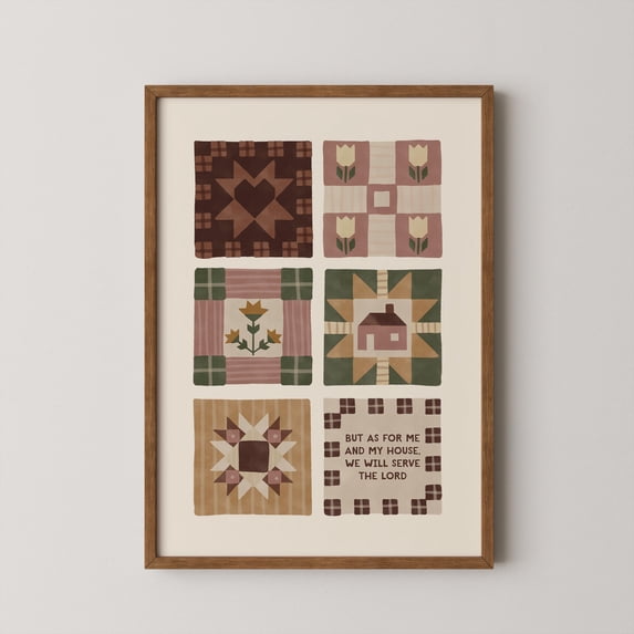 As For Me And My House Quilt Art Print Christian Folk Wall Decor ...