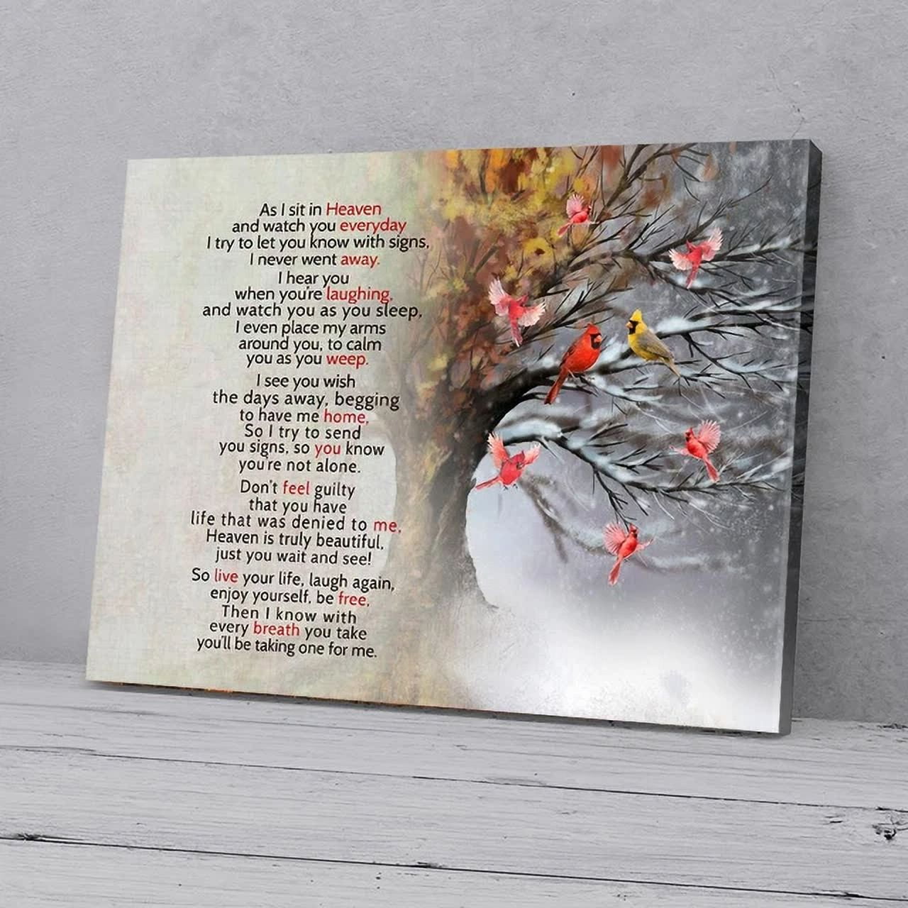 As I Sit In Heaven Cardinal Home Decor Vintage Art Print Cute Birthday ...