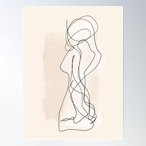 As One,| Minimal Abstract Line Drawing Poster Wall Art, UNFRAMED PAPER ...