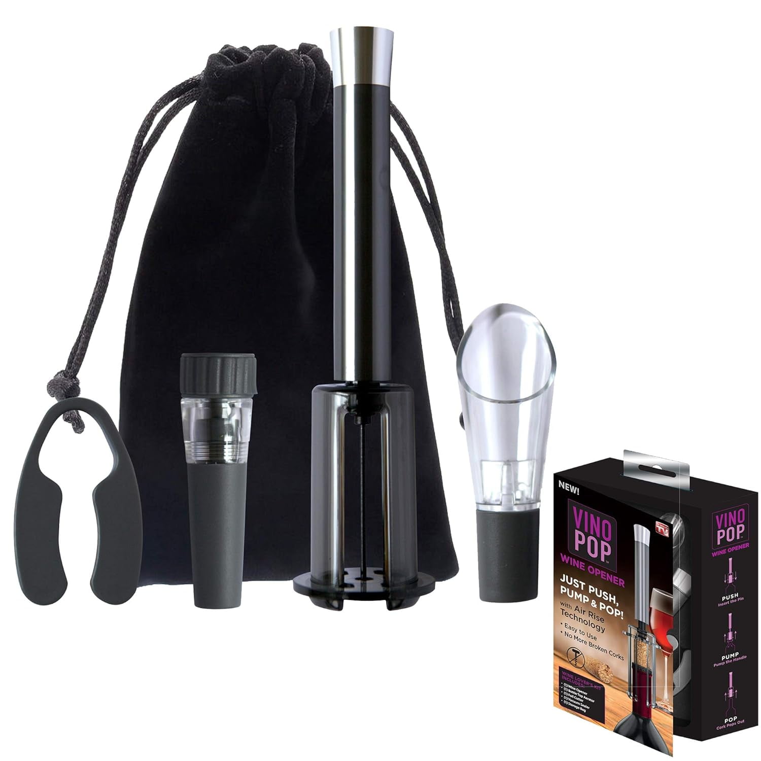 As Seen On TV Vino Pop Wine Opener, Cork Kit, Easy Bottle Opening ...
