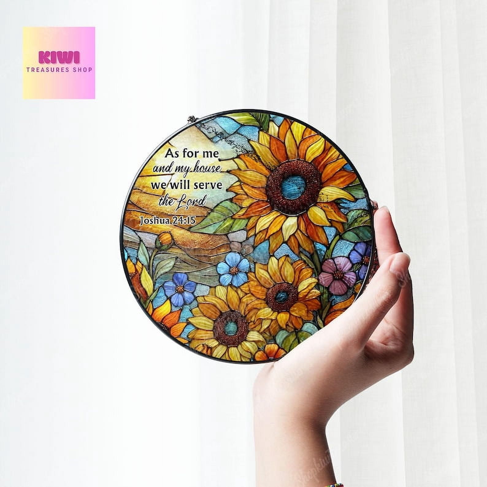 As for me and my house we will serve the Lord GLASS Suncatcher Hanging ...