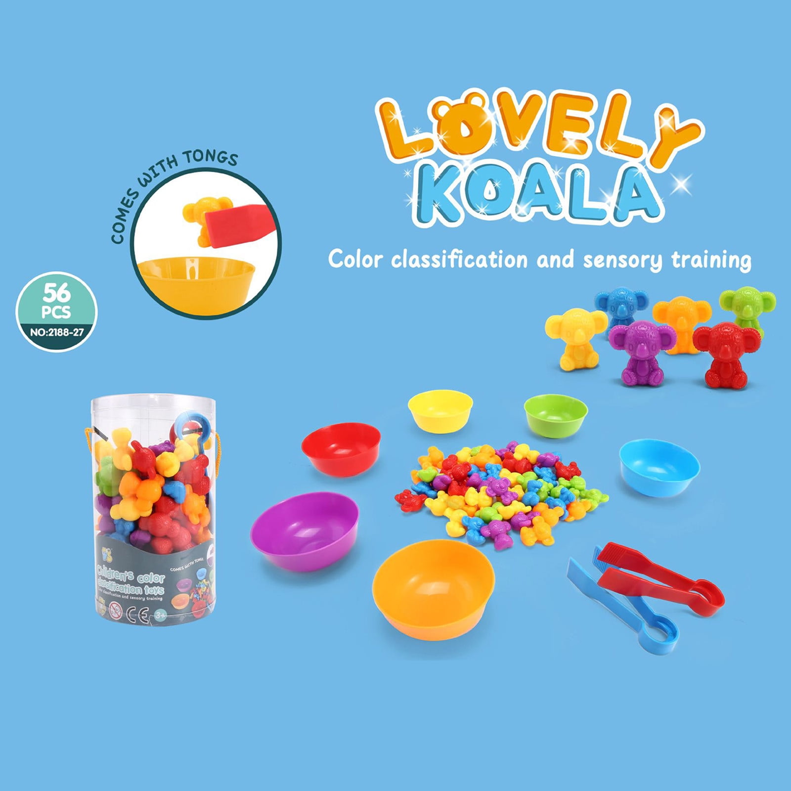 As shown Koala Counting Toys, Soft Rubber Montessori Math Set, Colorful ...