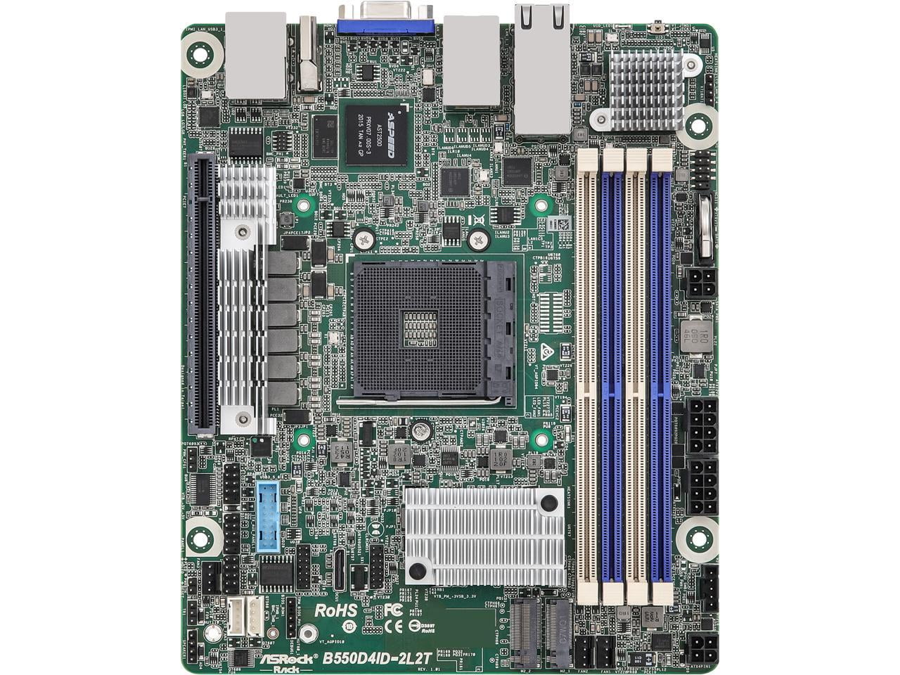 AsRock Rack B550D4ID-2L2T Deep mini-ITX Server Motherboard AMD Ryzen 5000 Series AM4 (PGA 1331 ...