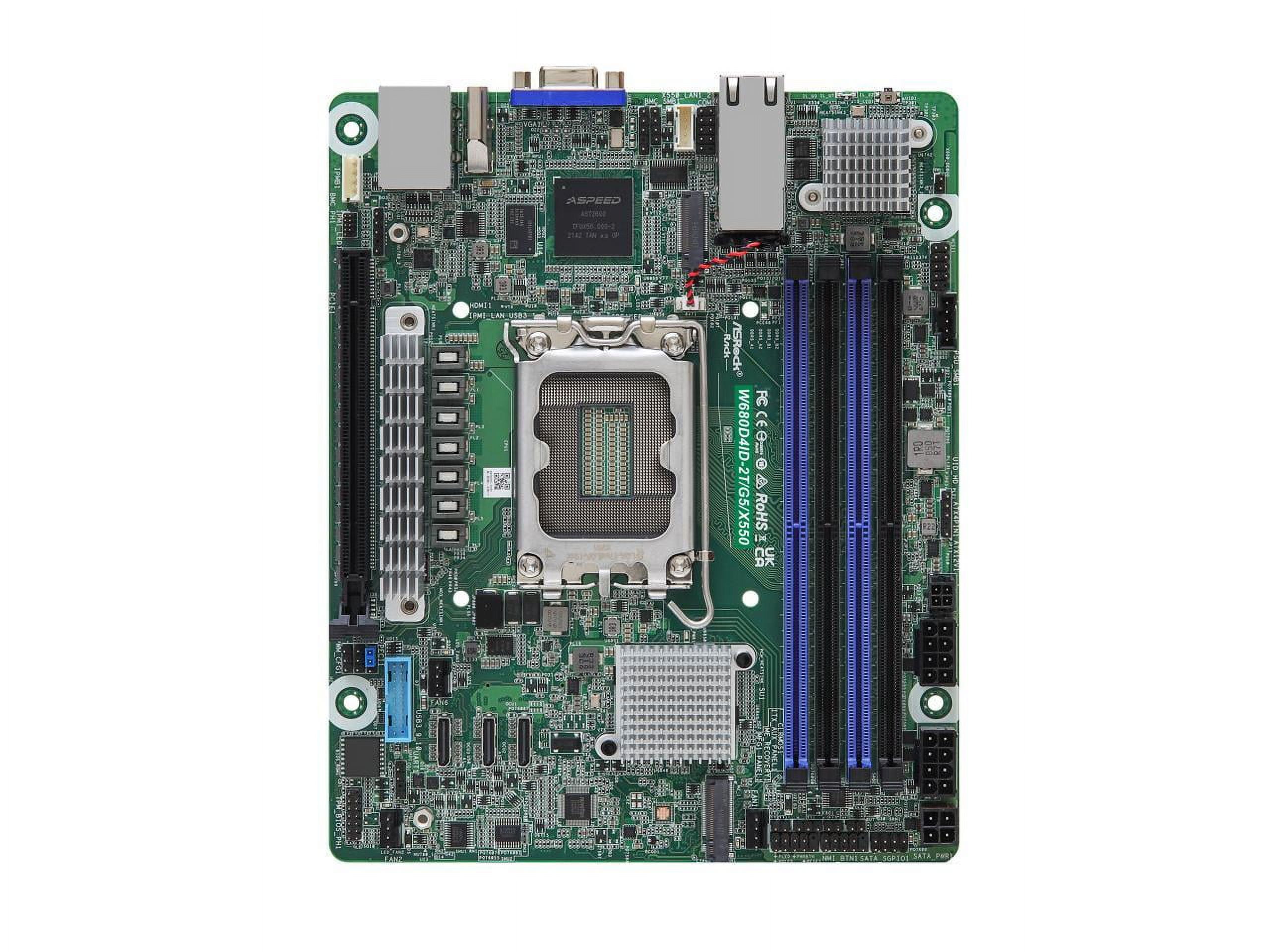 AsRock Rack W680D4ID-2T/G5/X550 Deep Mini-ITX Server Motherboard Single ...