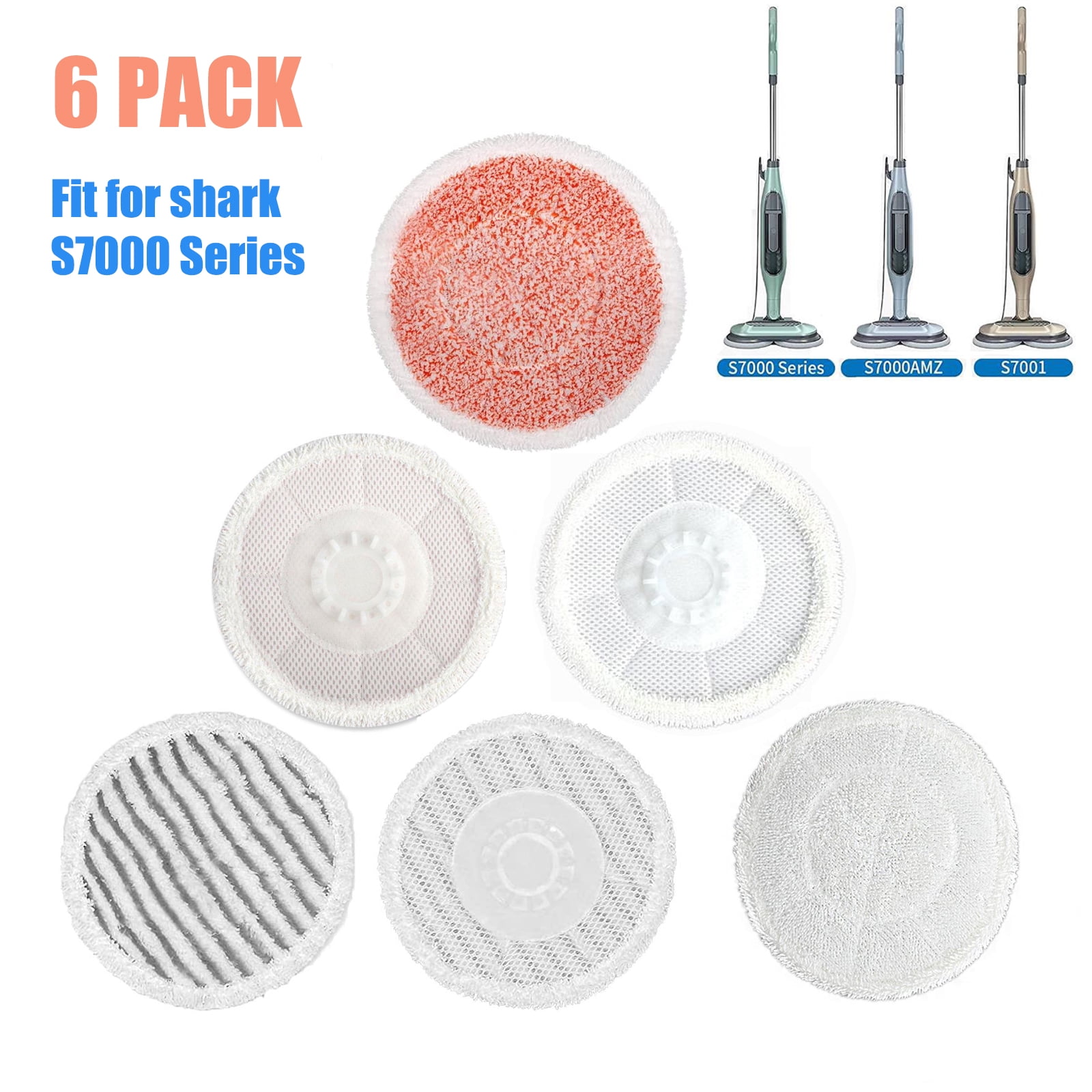 Asablve 6 Pack Shark Steam Mop Pads, Reusable & Washable, Compatible ...