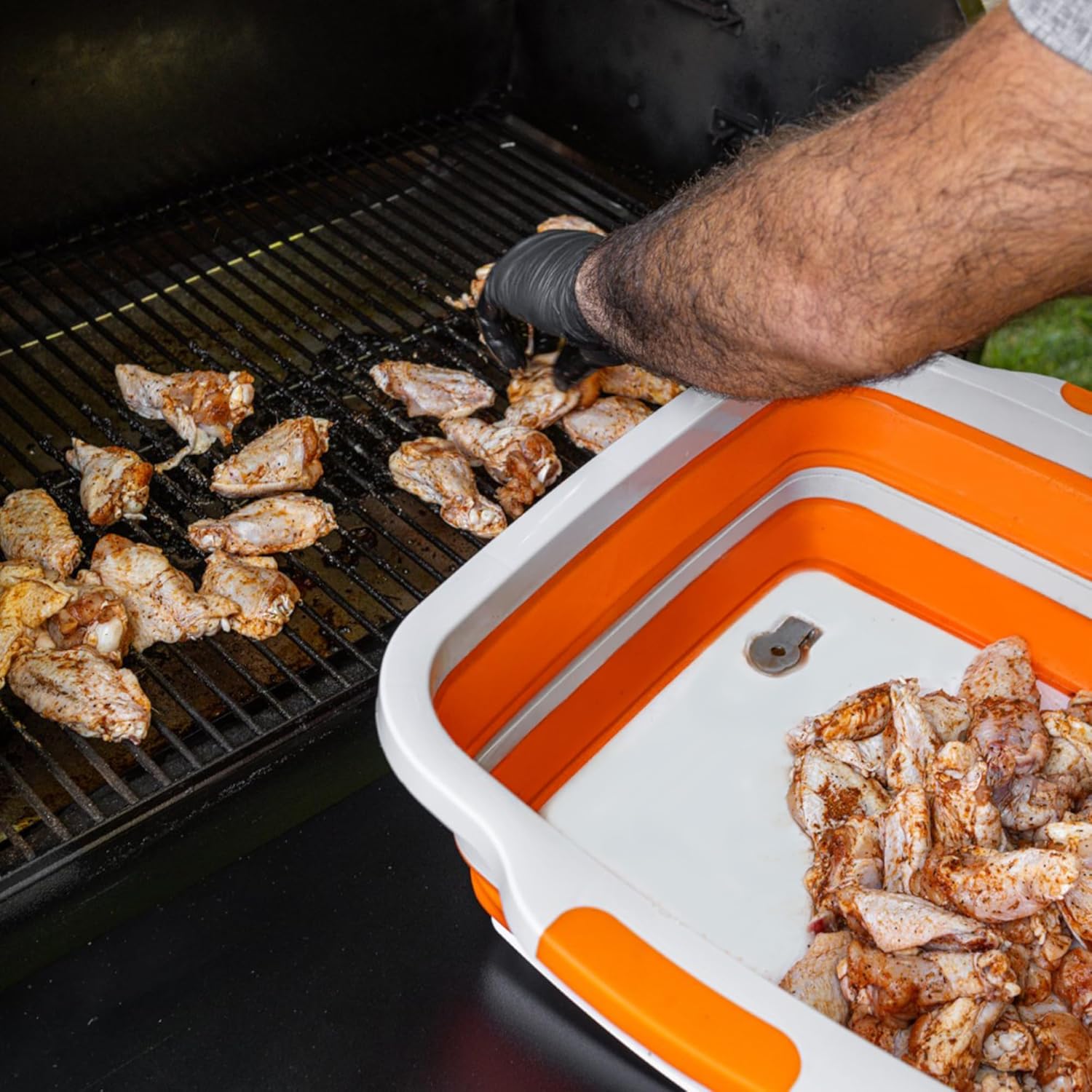 Asado Collapsible XL BBQ Prep Tub w/Cutting Board, Colander & Lid ...