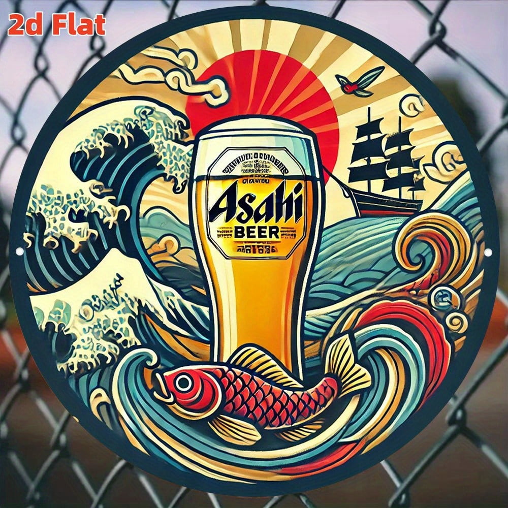 Asahi Beer Waves Japanese Style Beer Tin Metal Signs Home Décor 8x8 ...