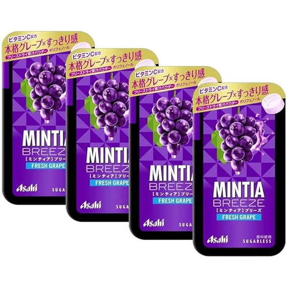 Asahi Mintia Breeze Mints Fresh Grape Sugarless 30 Tablets 4 Pack ...
