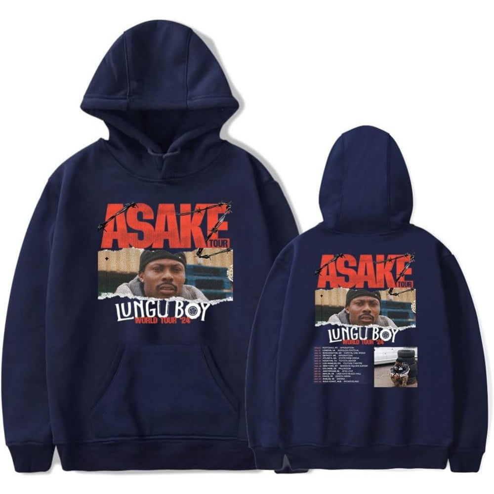 Asake Lungu Boy World Tour 2024 Merch Hoodie Pockets Drawstring Unisex ...