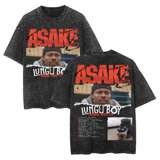 Asake Lungu Boy World Tour 2024 Washed Cotton T-shirt Fashion Short ...