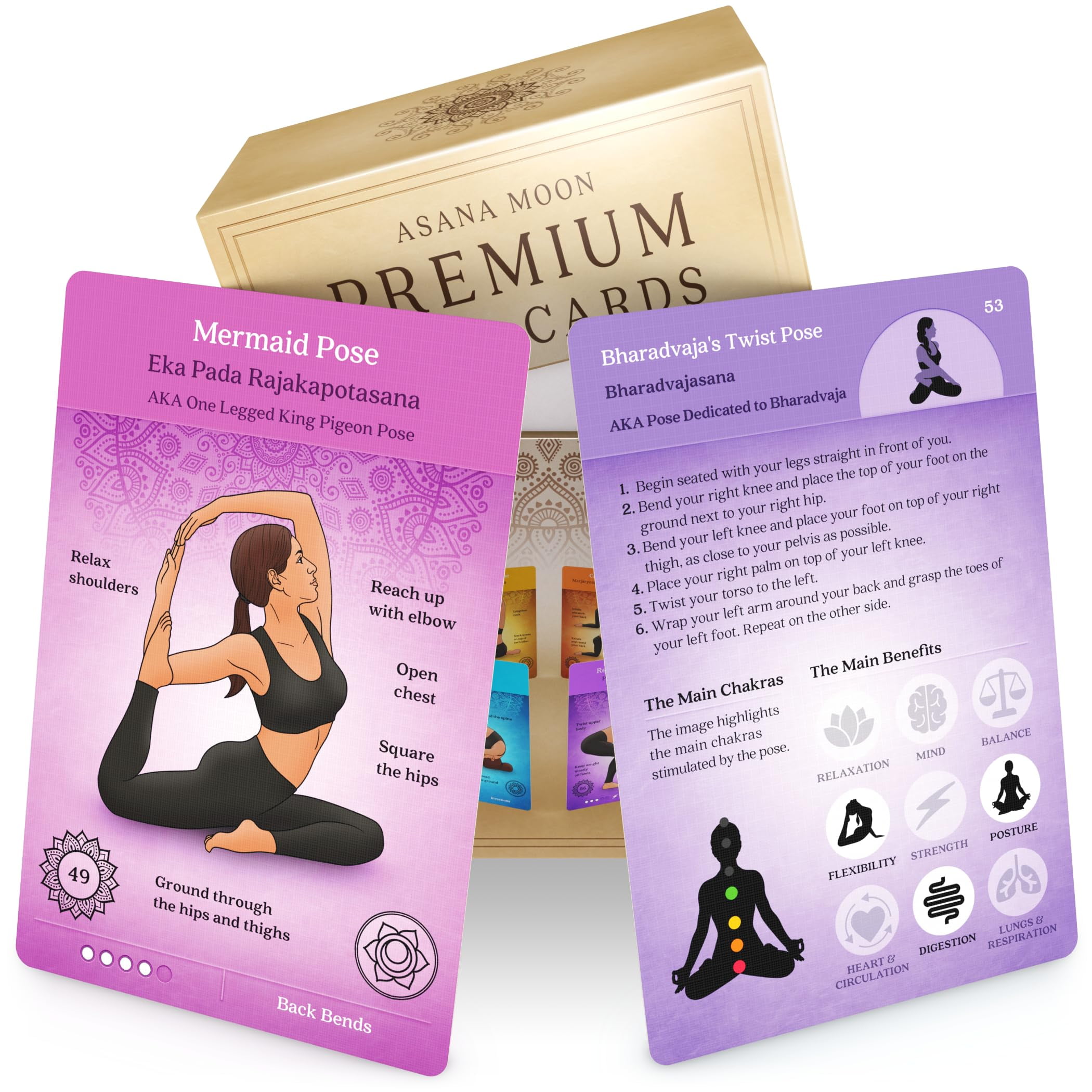 Asana Moon Premium Yoga Cards - Deck with Over 120 Yoga Poses - Yoga ...