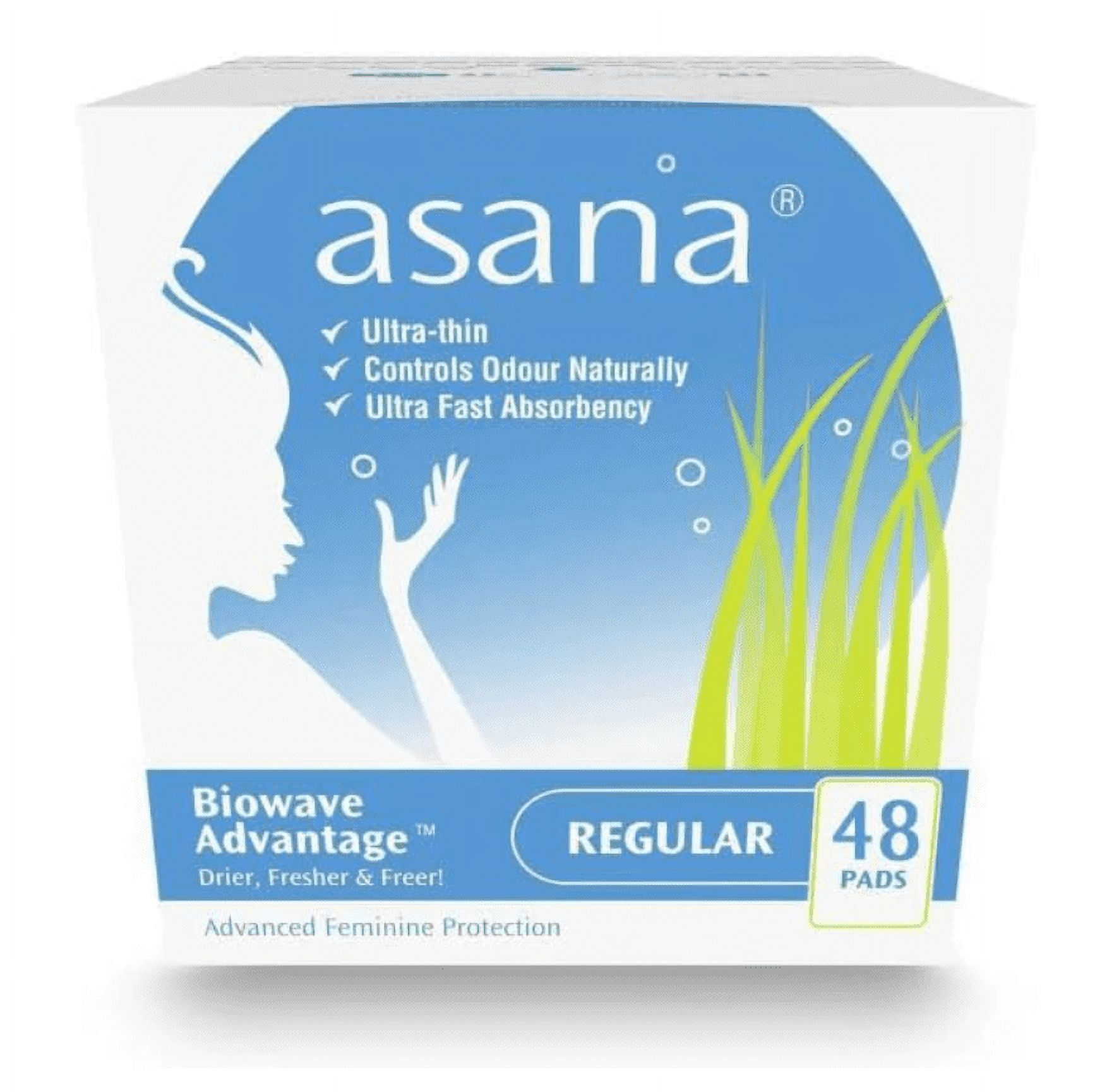 Asana Regular Sanitary Pads for Women with wings-48 Pads - Walmart.com