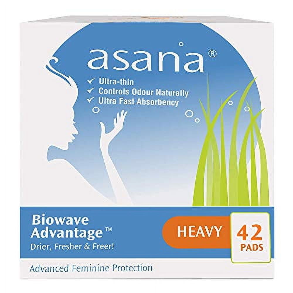 Asana Woman Natural Period Pads - Heavy Flow Absorbency with Wings ...