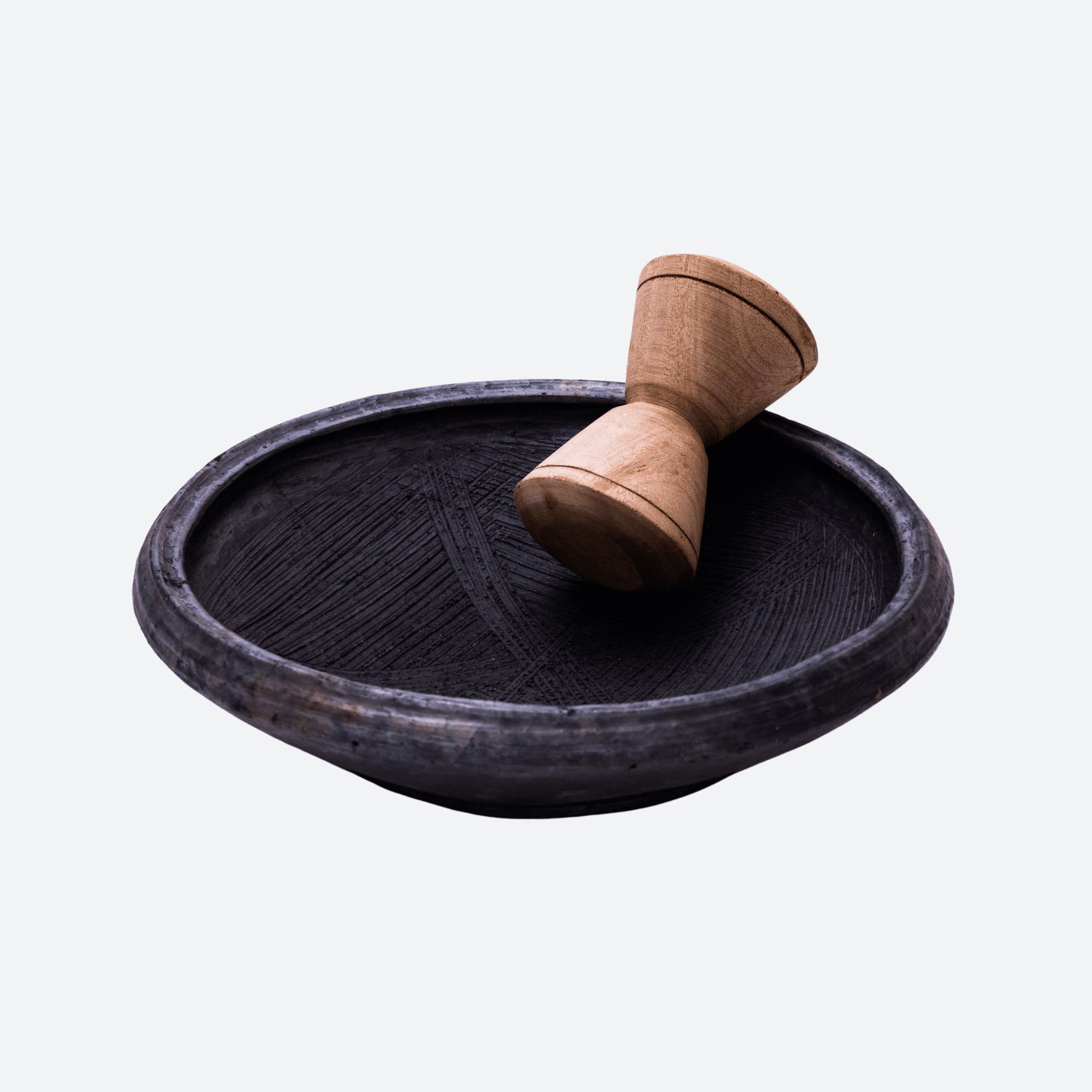 Asanka Traditional Clay Bowl Pot with Wooden Grinder Tapoli - Walmart.com