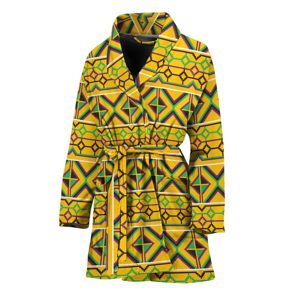 Asante Kente Pattern Women Bathrobe One Size Univeral Fits Fashion ...