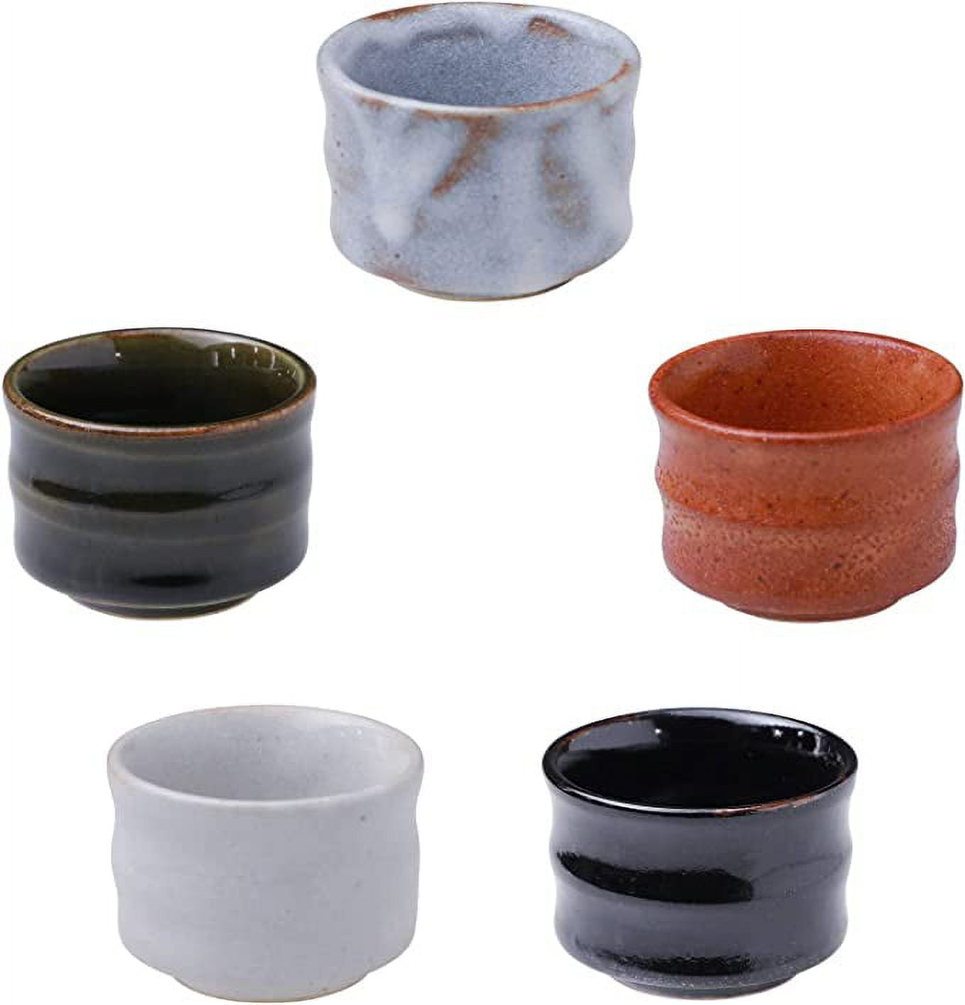 Asayu Japan Ceramic Sake Ochoko Cups 5PCS Set 1.6oz Made in Japan Mino ...