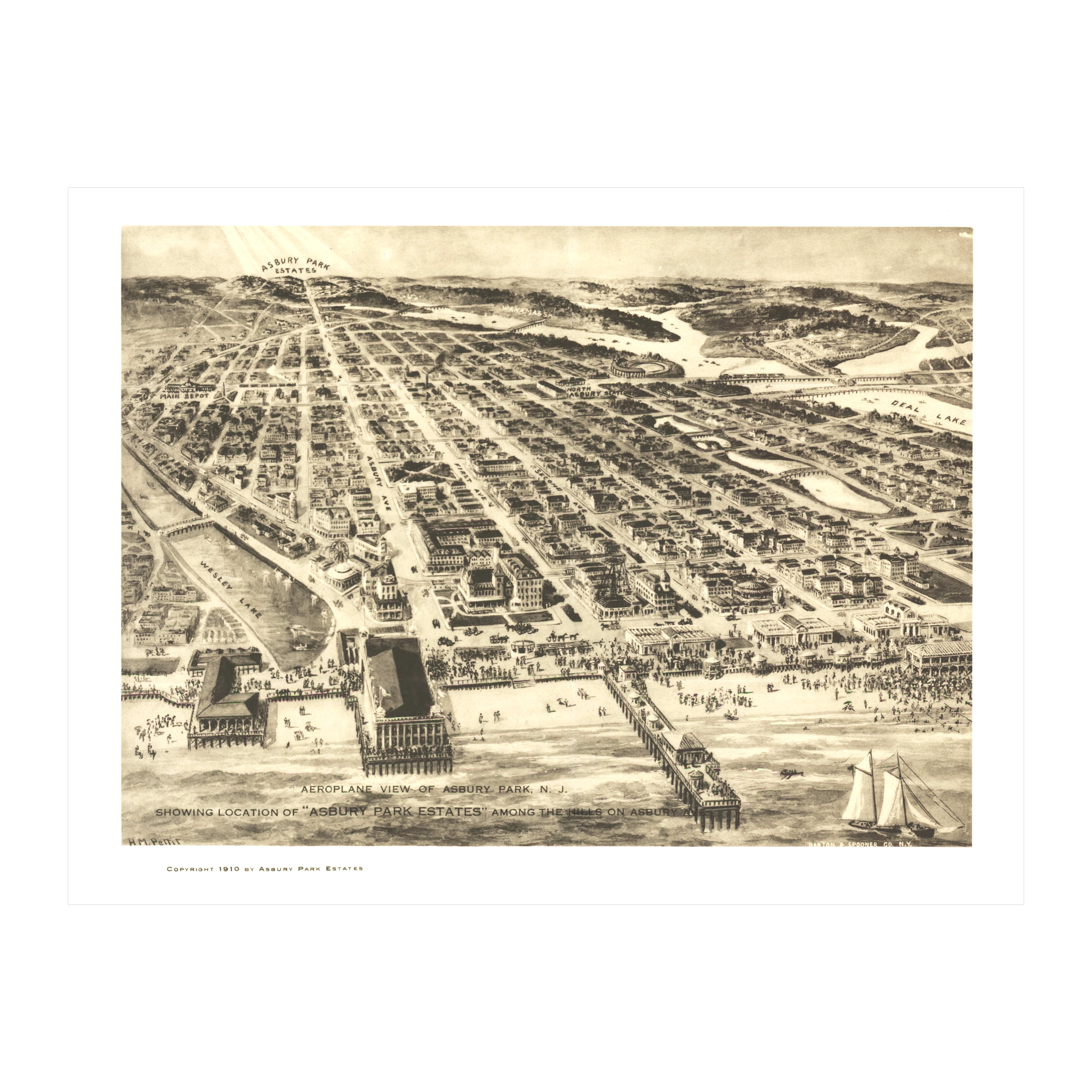 Asbury Park Art, 1910 Vintage Map of Asbury Park New Jersey, NJ History ...