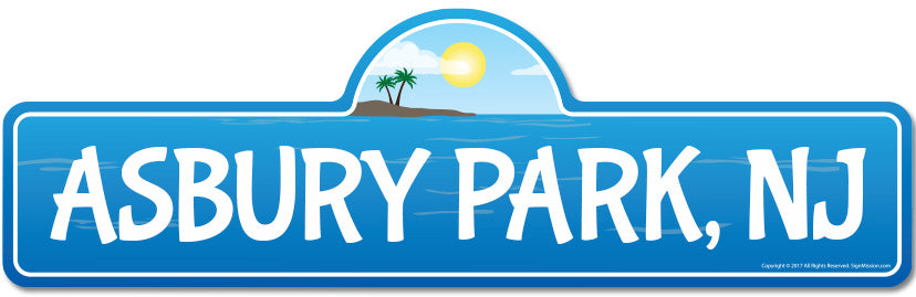 Asbury Park NJ New Jersey Beach Street Sign | Indoor/Outdoor | Surfer ...