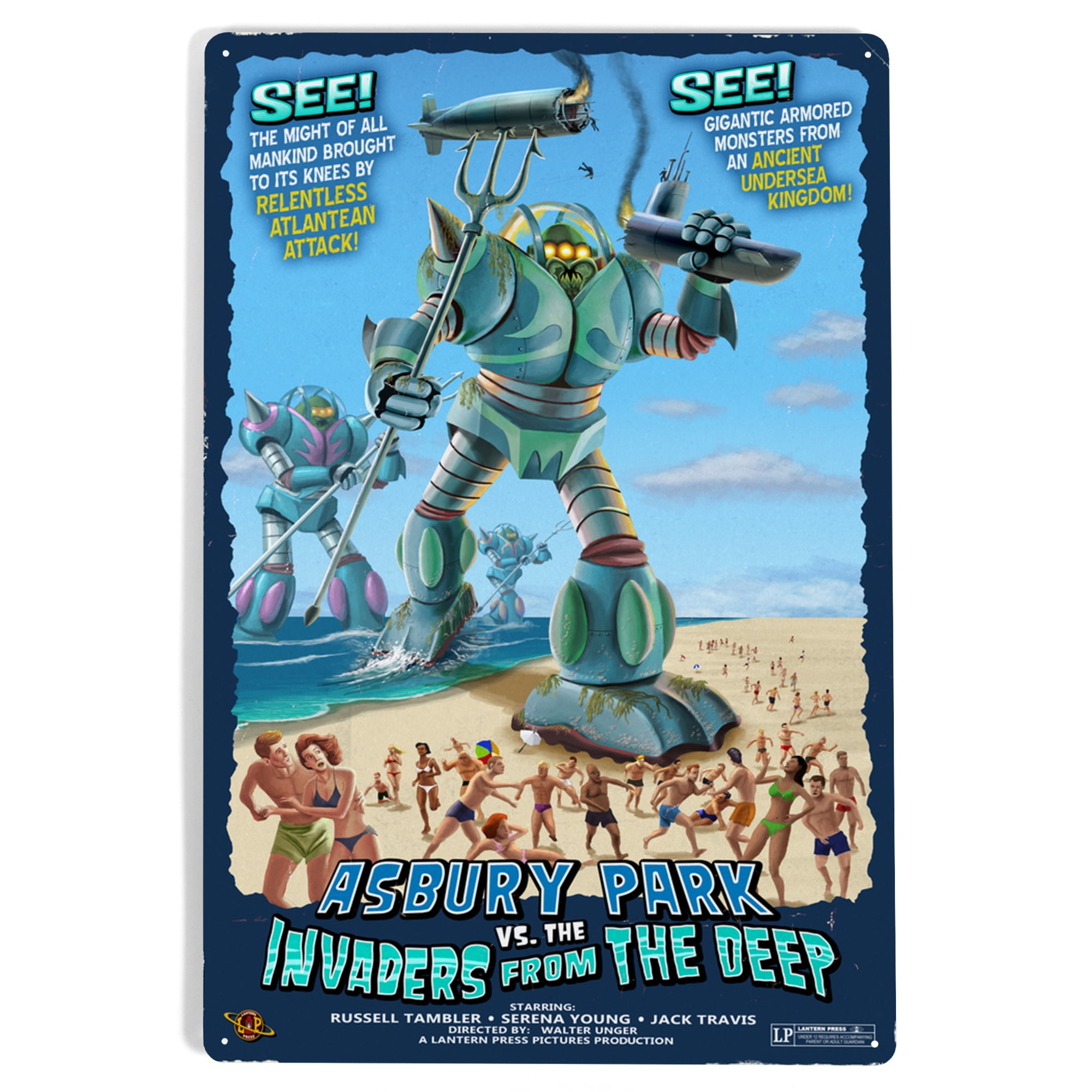 Asbury Park, New Jersey, Invaders from the Deep (12x18 Aluminum Art ...