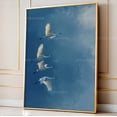 Ascending Cranes Wall Art Minimal Bird Illustration Navy Blue Sky ...