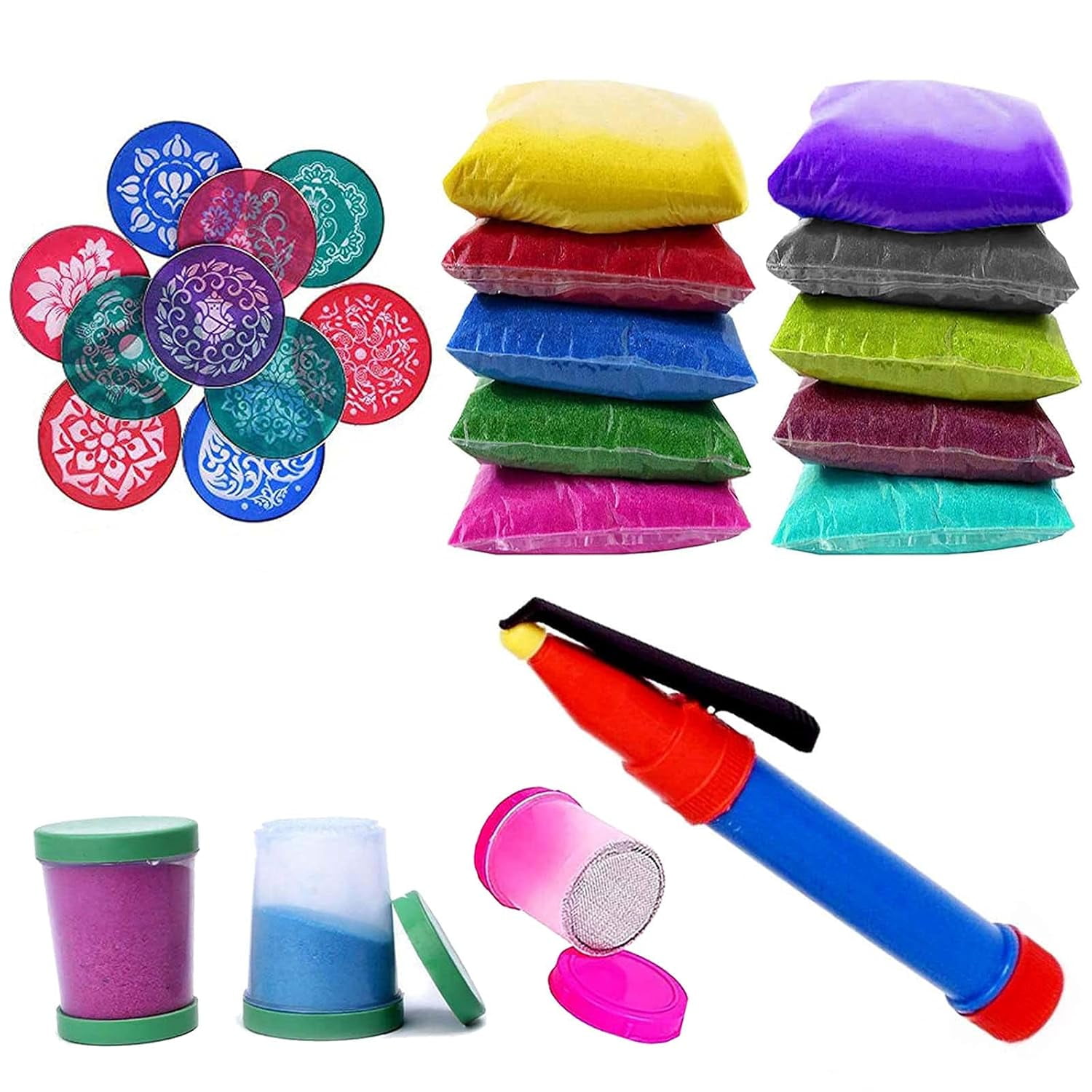 Ascension 10 Rangoli Powder Colors 80 gm Each Ceramic Colours Rangoli ...