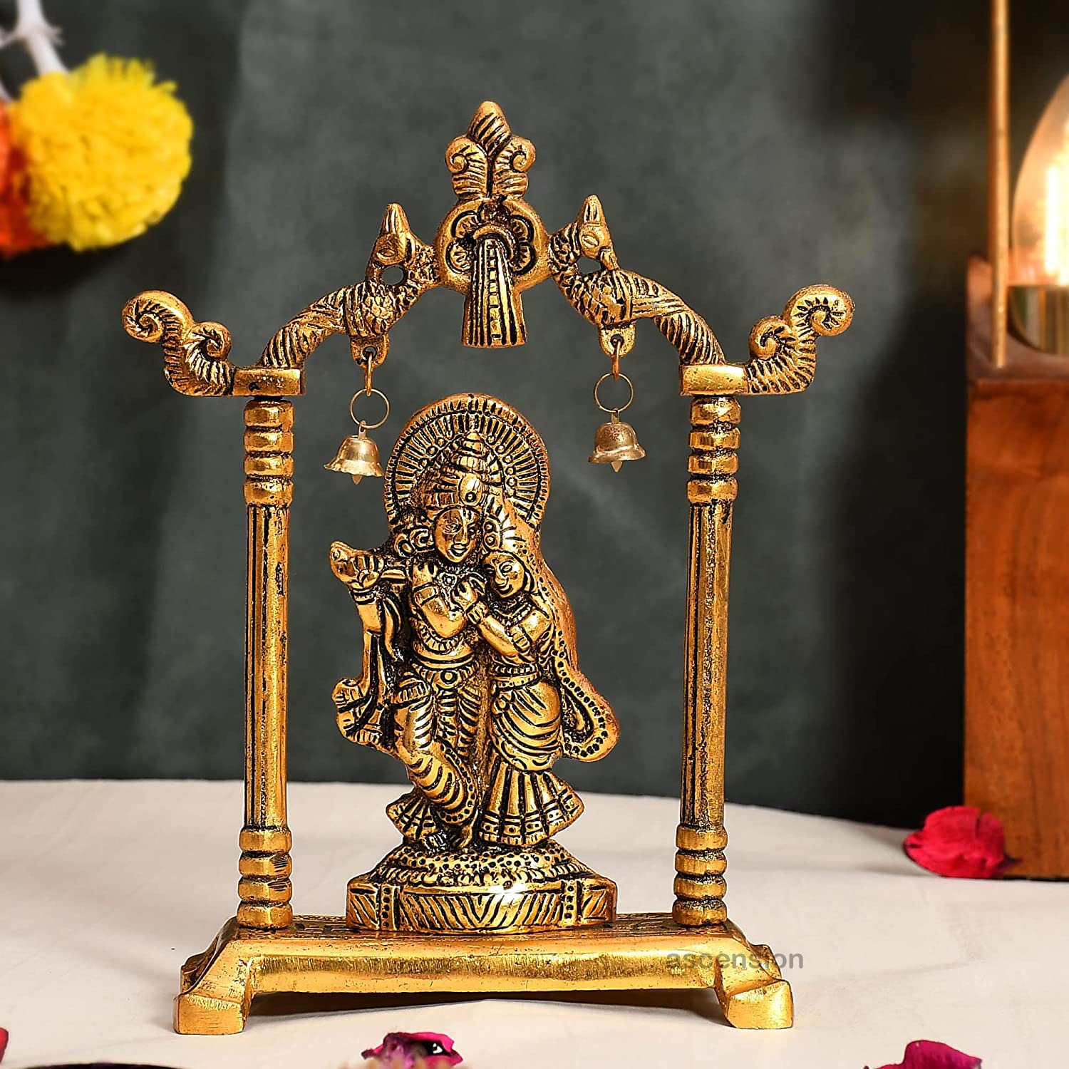 Ascension Designer Metal Radha Krishna Idol Couple Showpiece Radha ...
