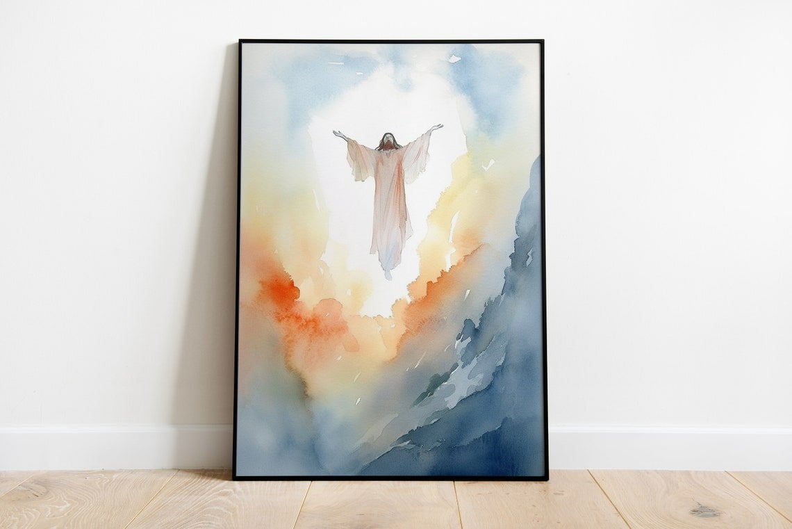 Ascension Of Jesus Christ Print Christian Boho Wall Art Decor, Unframed ...