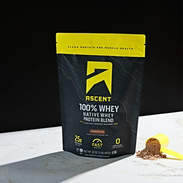 Ascent 100% Whey Protein Powder, Chocolate, Zero Artificial Flavors ...