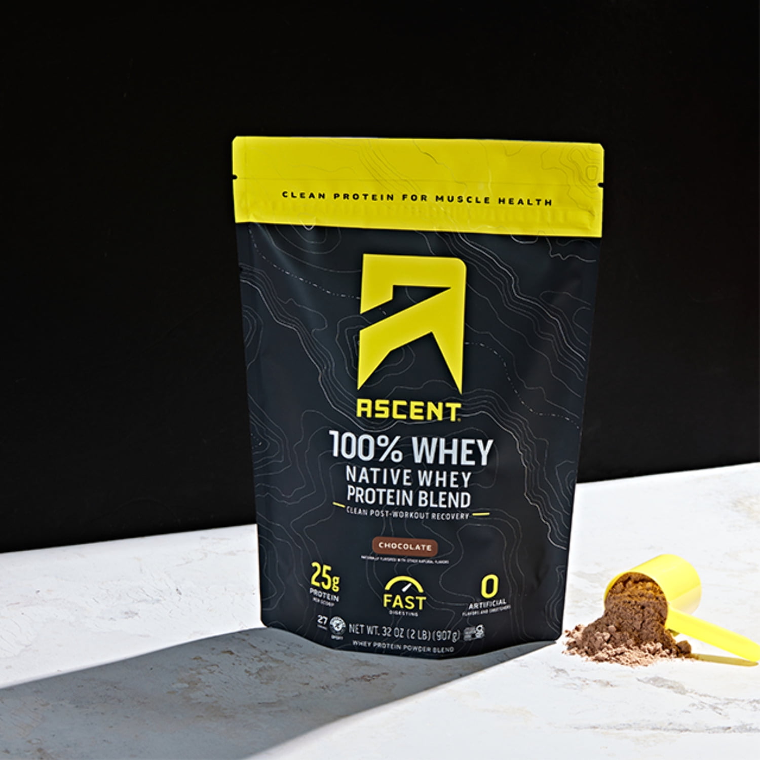 Ascent Pure 100% Whey Protein Powder, Chocolate, No Artificial ...