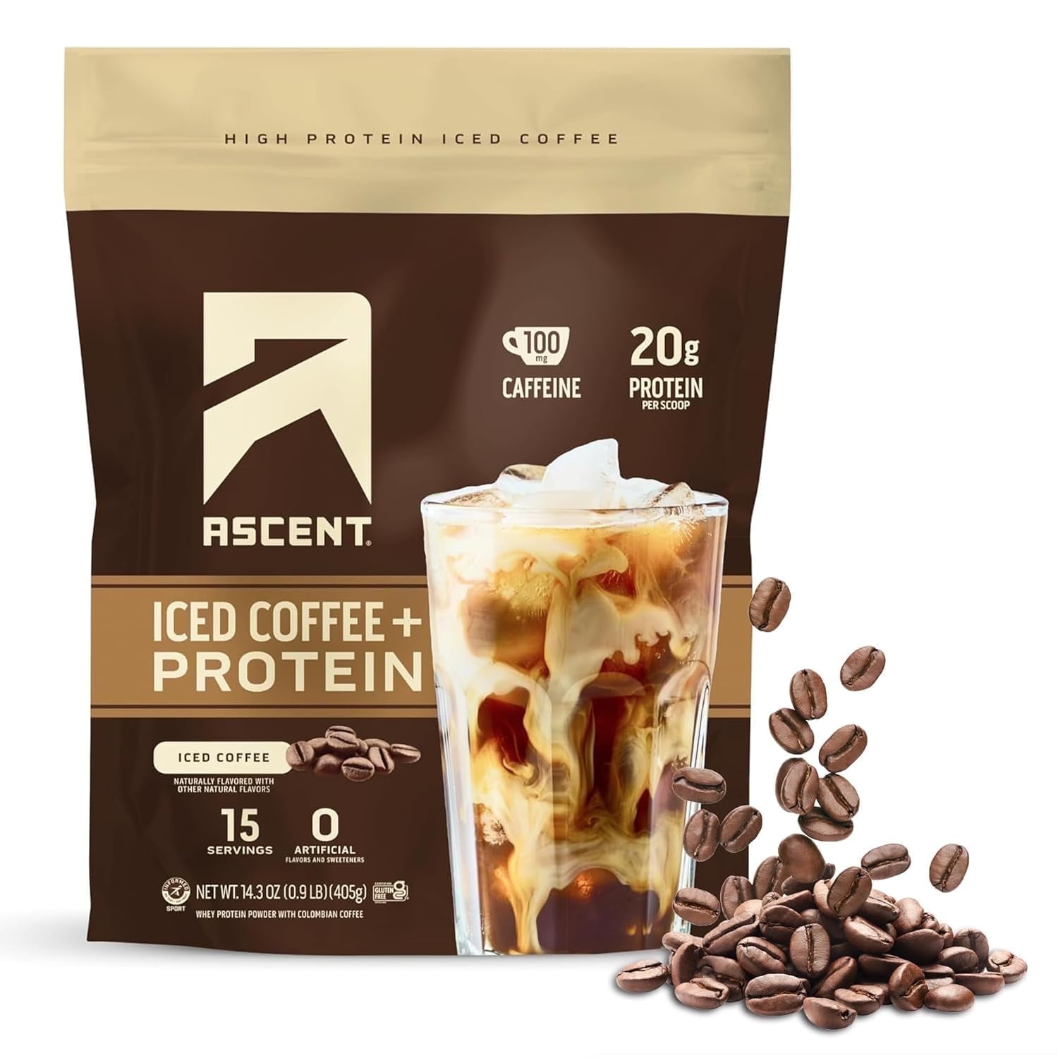 Ascent Iced Coffee Protein Powder - High Protein Coffee Powder, 20 g ...