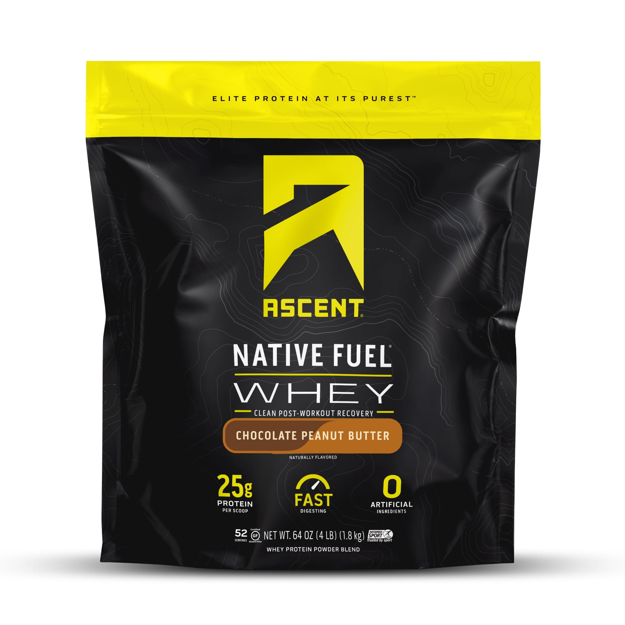 Ascent Native Fuel Chocolate Peanut Butter Flavored Whey Protein Powder ...