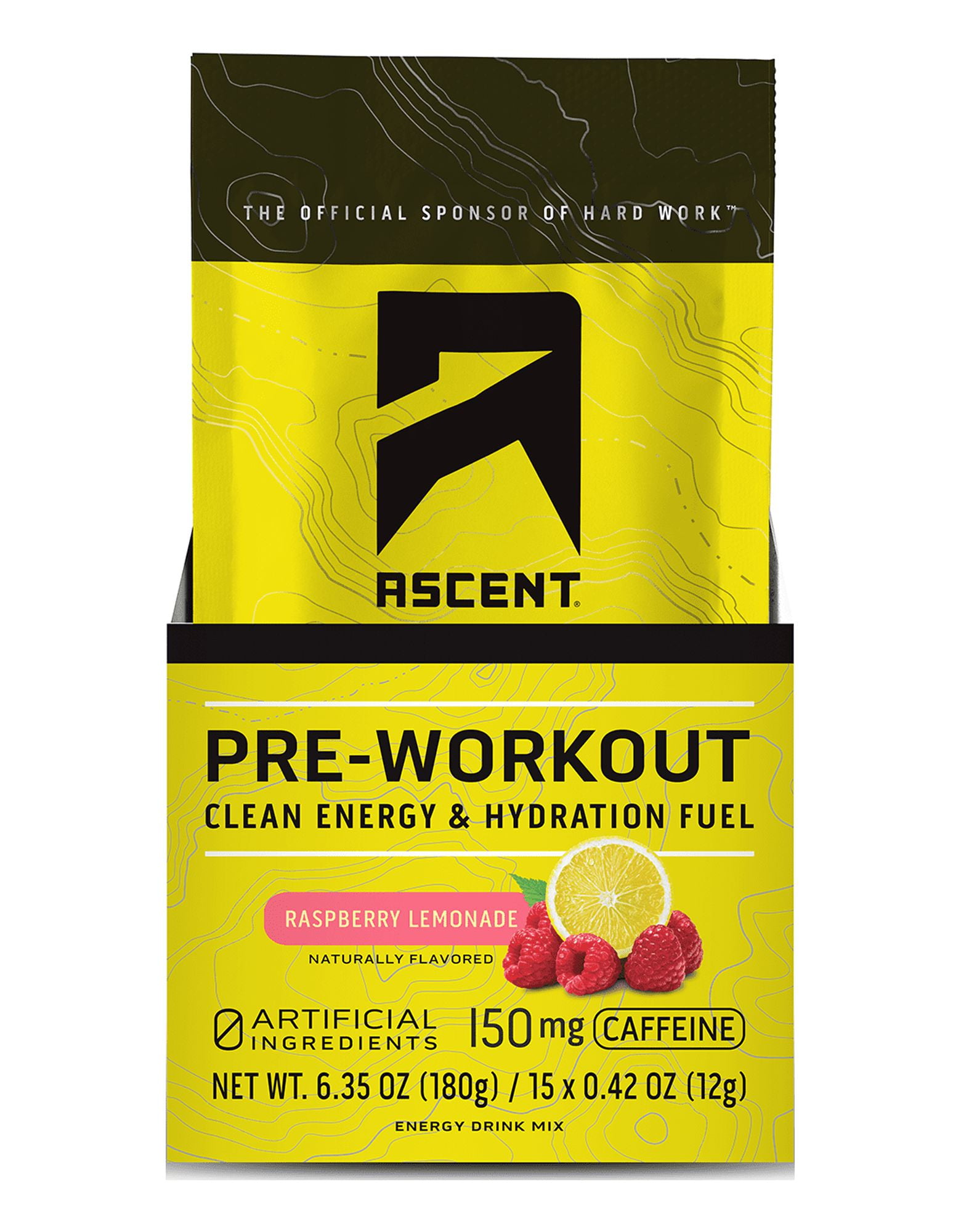 Ascent Pre-Workout Energy Drink Powder Mix, Raspberry Lemonade, .42 oz ...