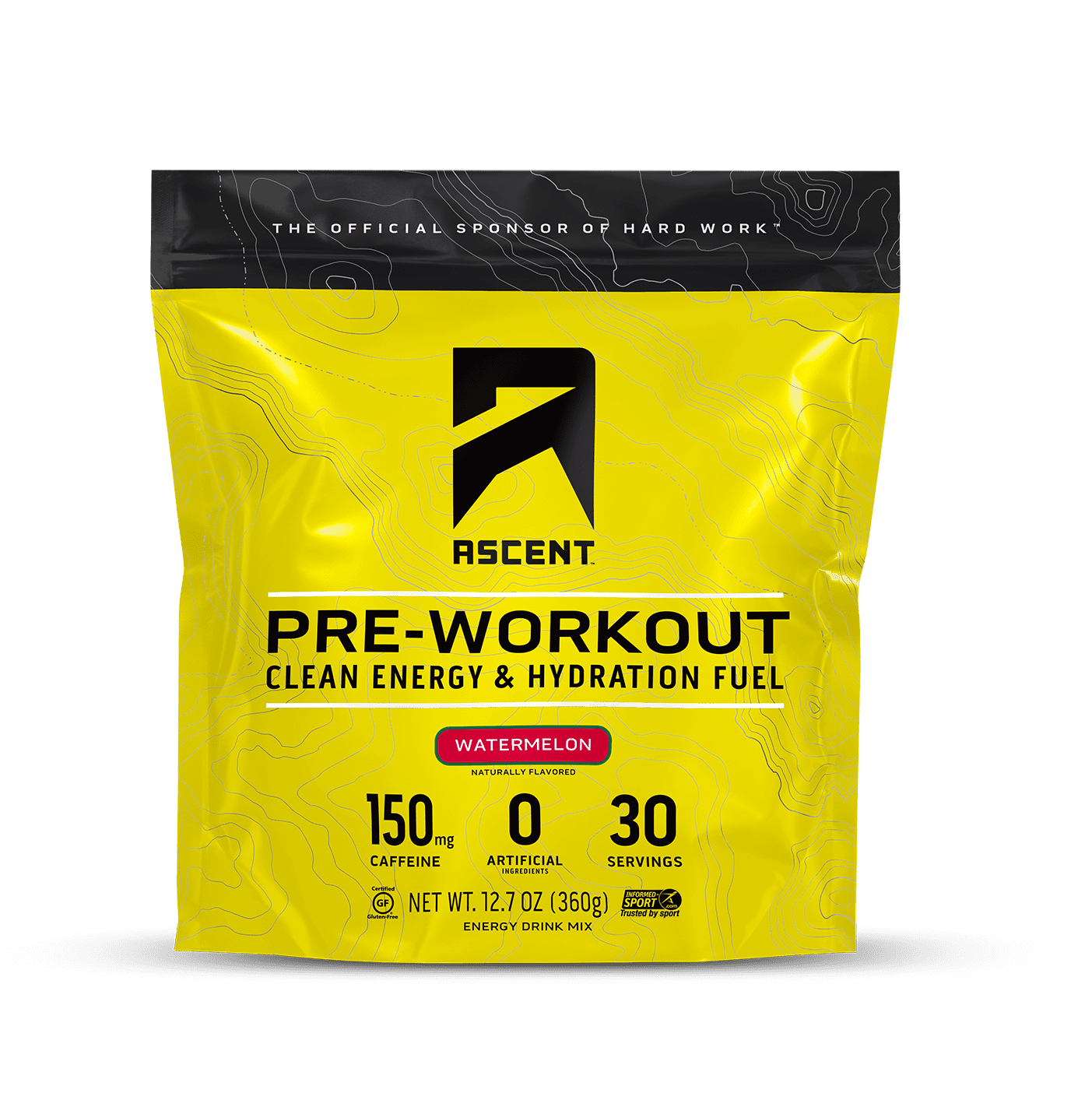 Ascent Pre-Workout Energy Drink Powder Mix, Watermelon, 30 Servings ...
