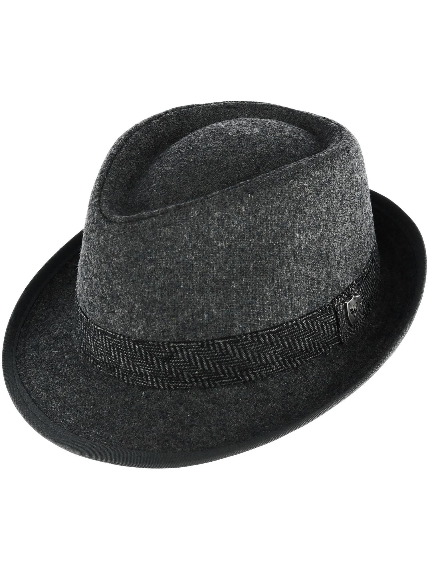 Herringbone Fedora Hat Black