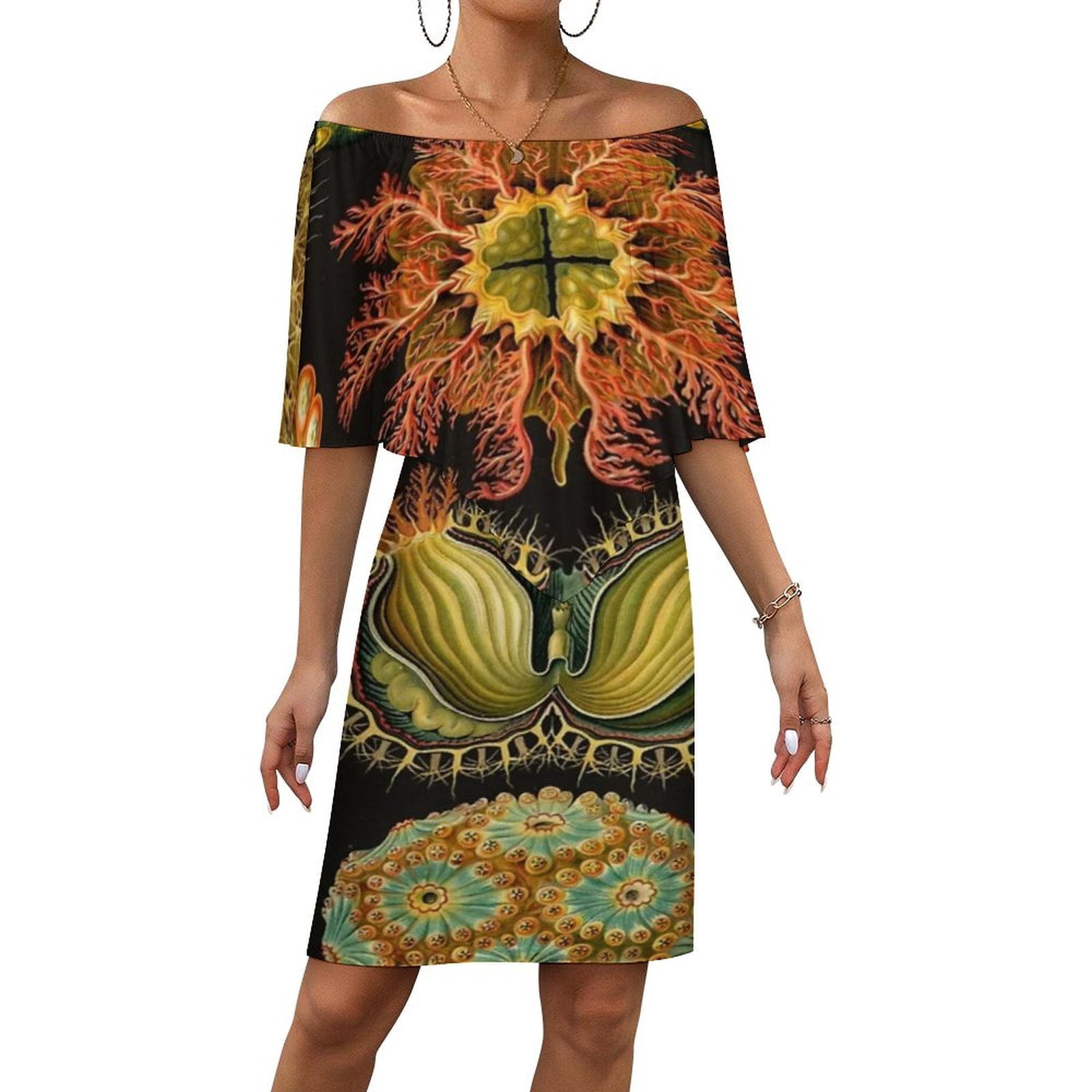 Ascidia - Ernst Haeckel Women's Off The Shoulder Ruffles Summer Wedding ...