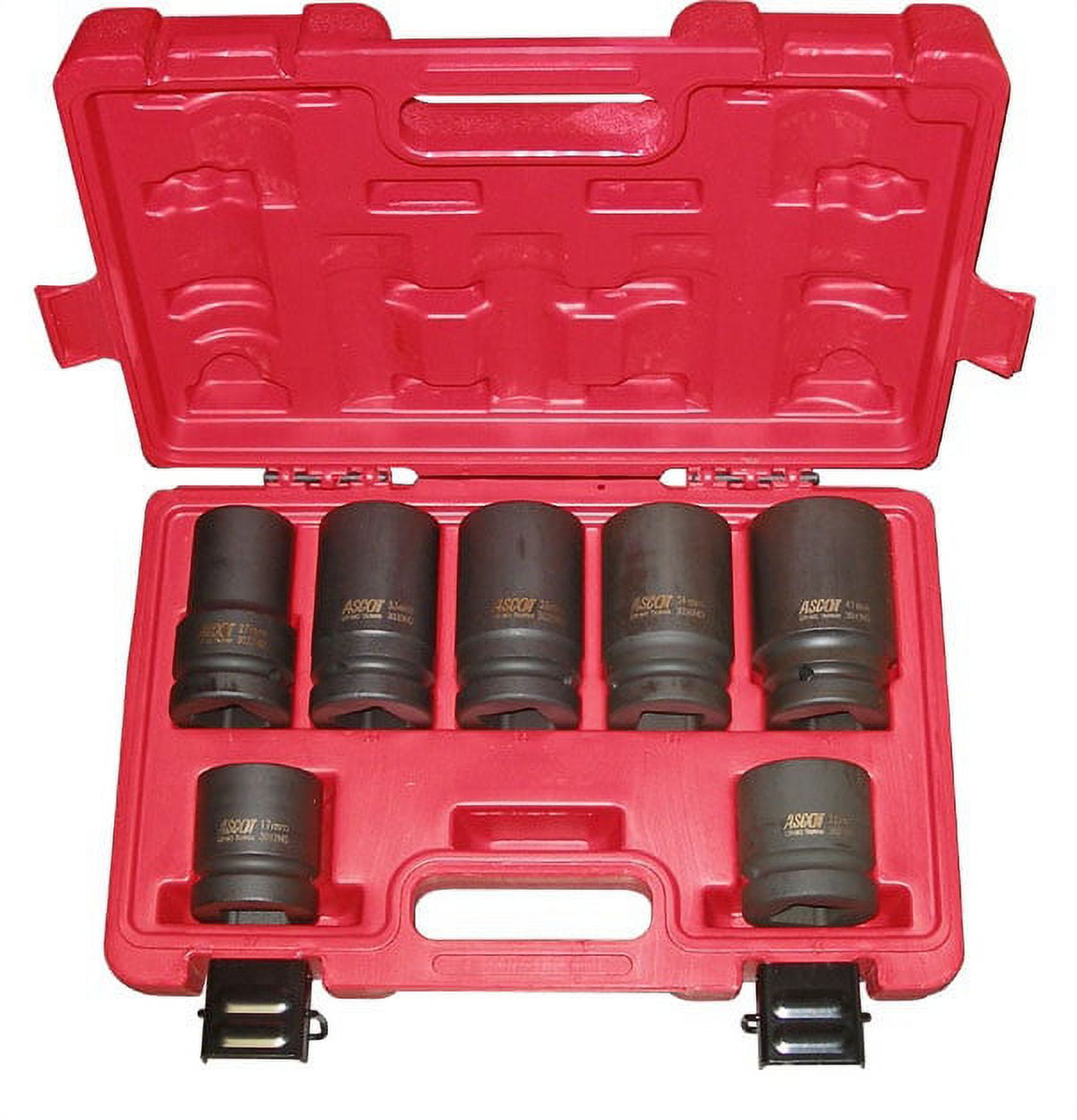 Ascot 3197M 1" Drive Deep Metric Socket Set with Case 7 Piece - Walmart.com
